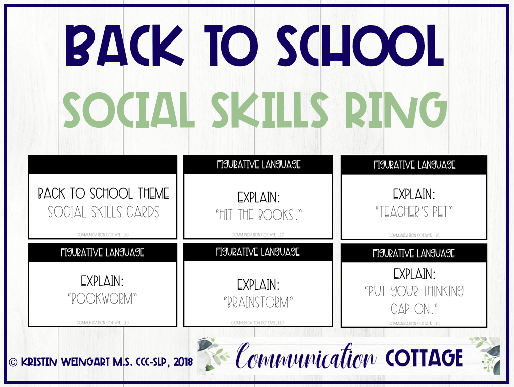 Back to School: Social Skills Cards – Communication Cottage LLC