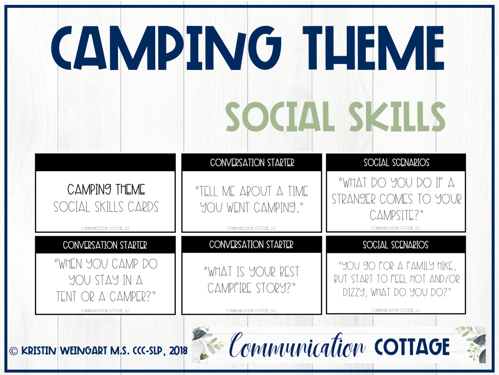 Camping: Social Skills Cards – Communication Cottage LLC