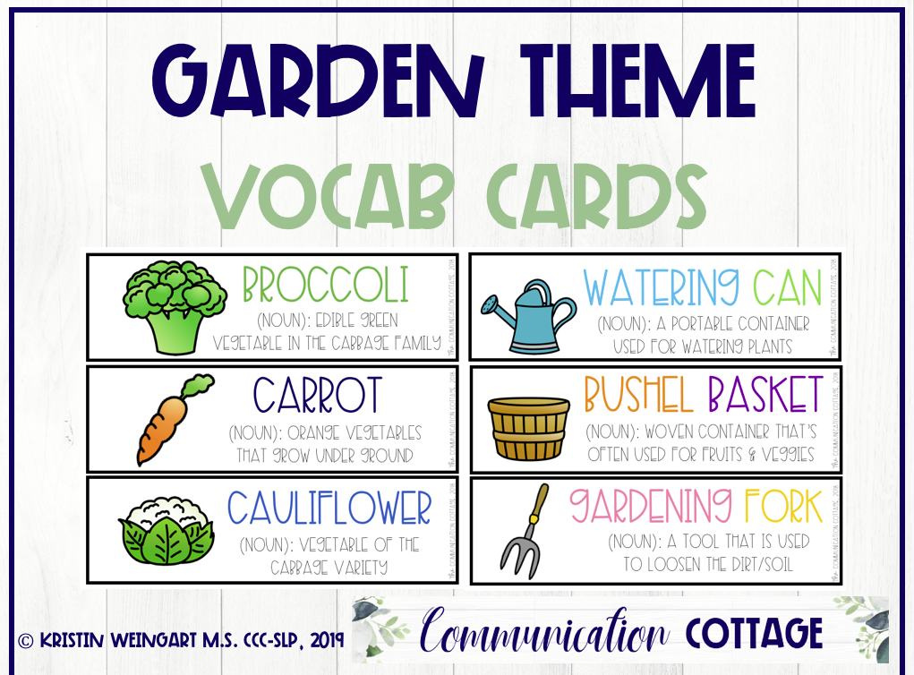 Garden Vocabulary Cards – Communication Cottage LLC
