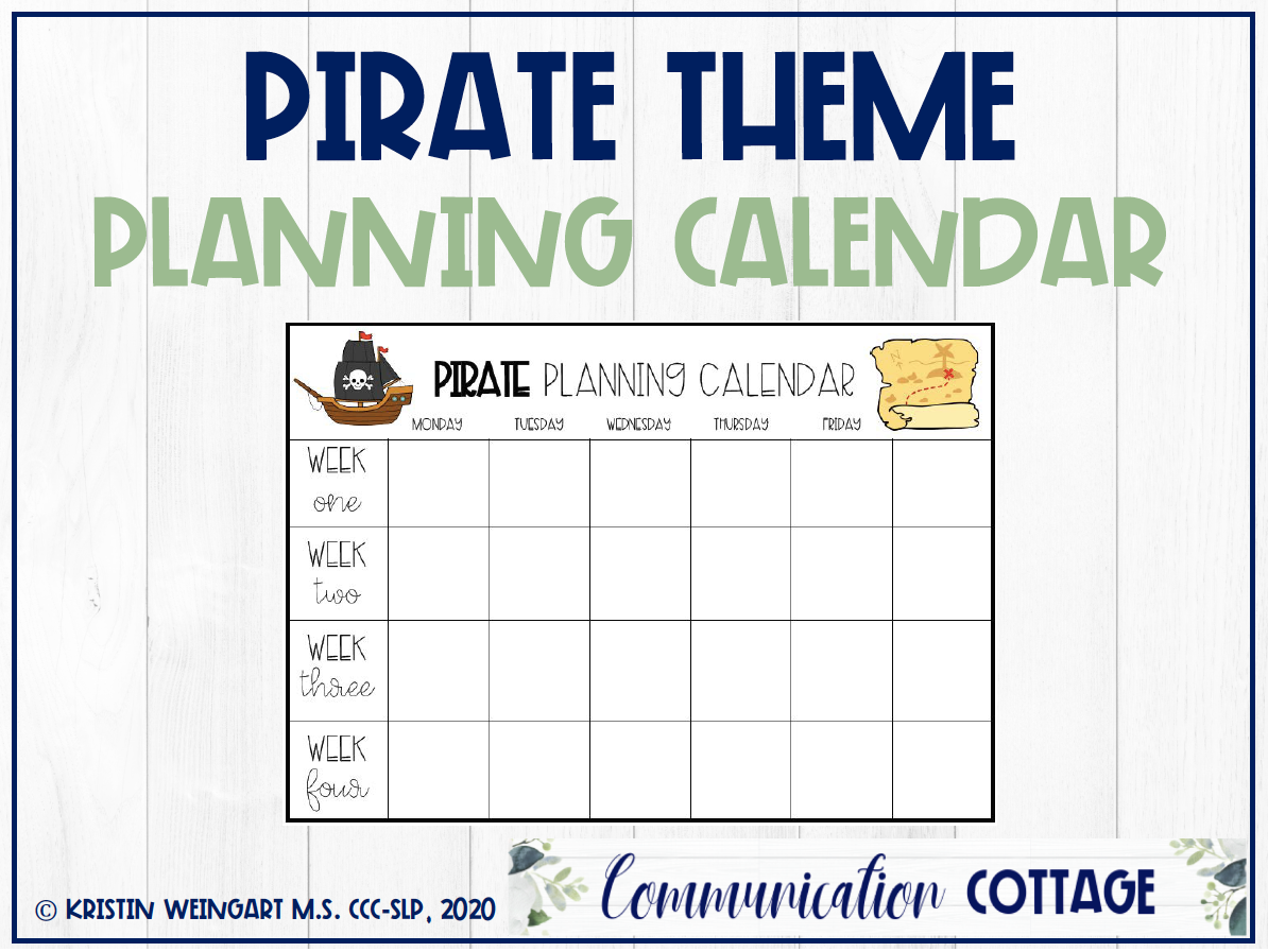 Pirate Theme Planning Calendar – Communication Cottage LLC