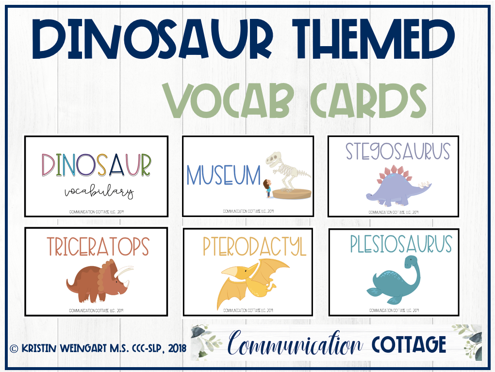 Dinosaur Vocabulary Cards – Communication Cottage LLC