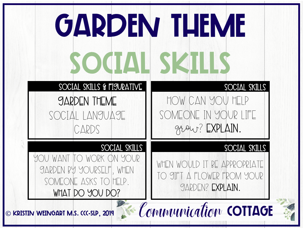 Garden Social Skills Cards – Communication Cottage LLC