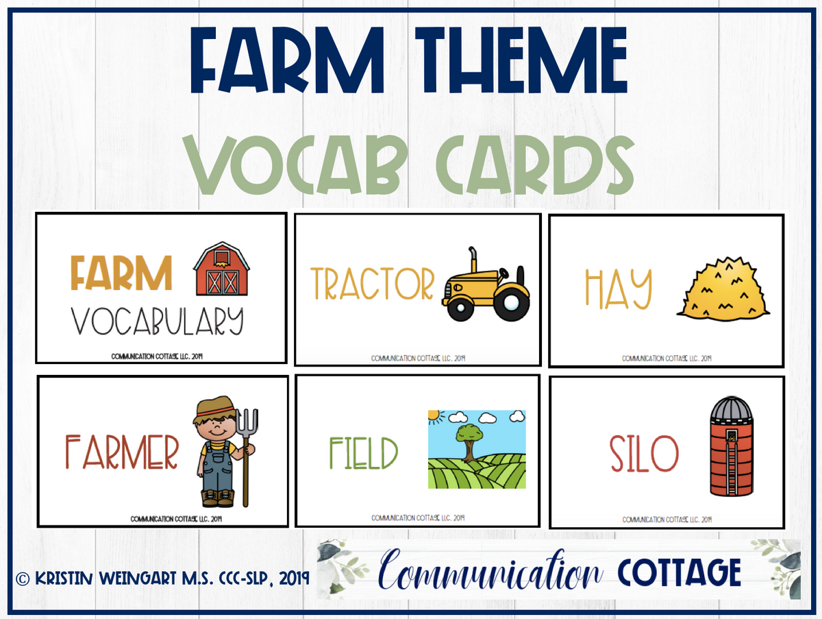 Farm Vocabulary Cards – Communication Cottage LLC