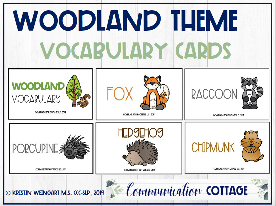 Woodland Vocabulary Cards – Communication Cottage LLC