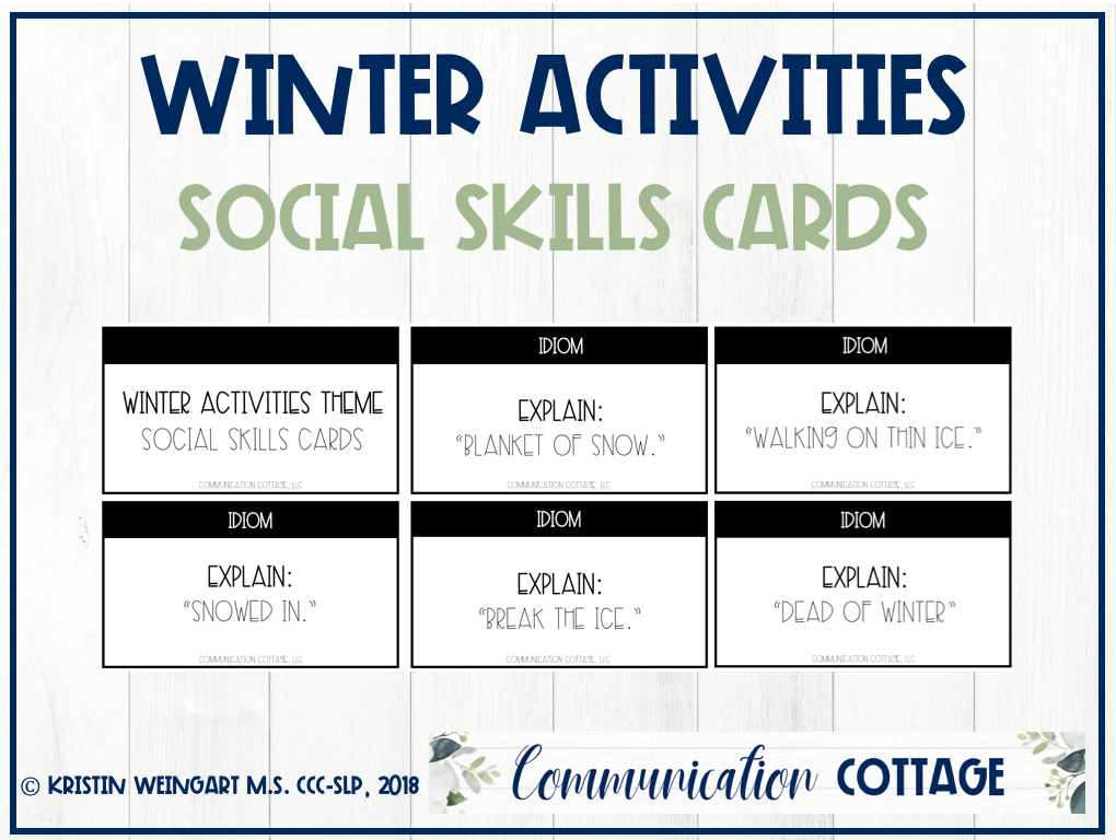 Winter Activities Social Skills Cards – Communication Cottage LLC