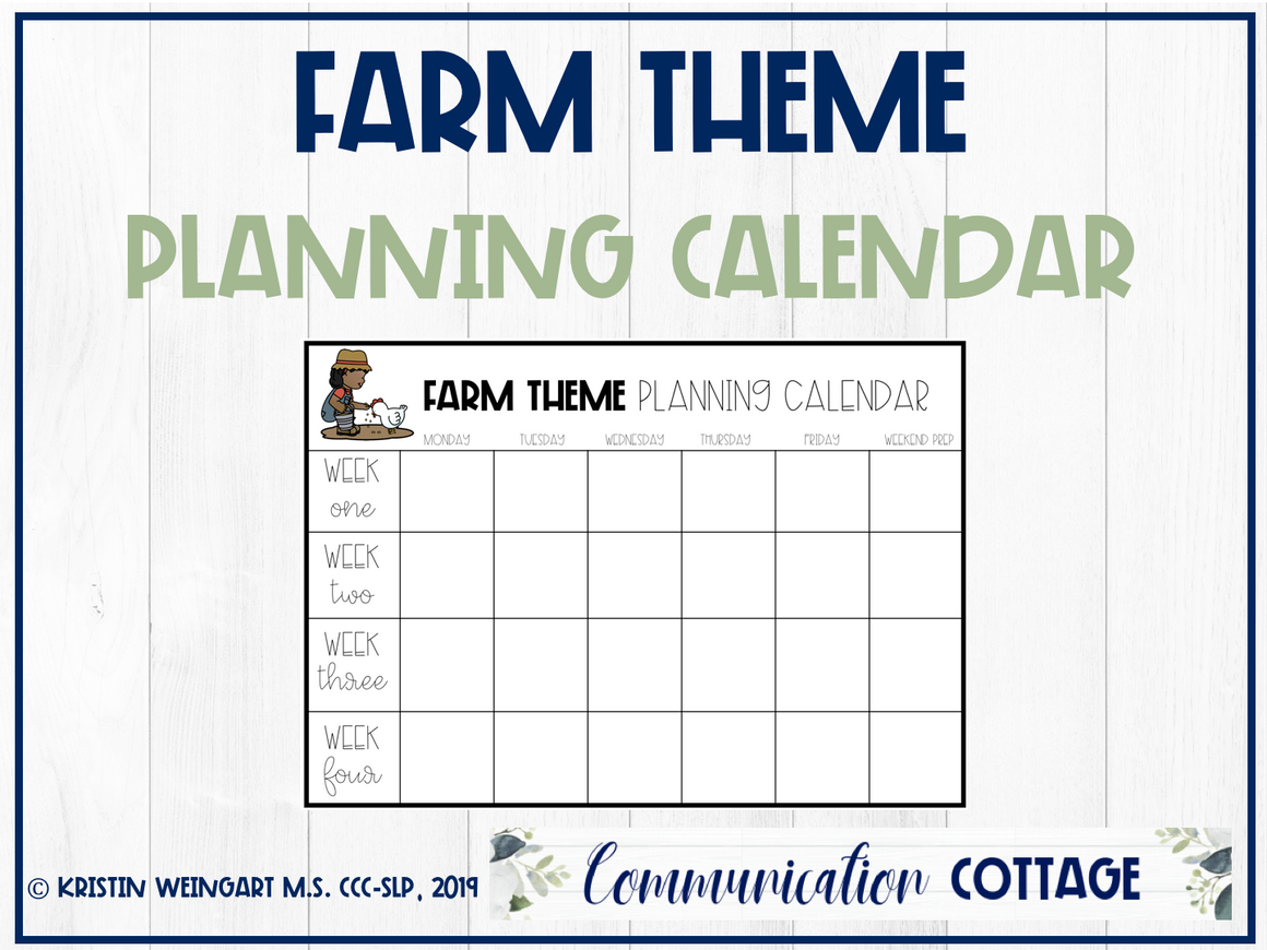 Farm Theme Planning Calendar – Communication Cottage LLC