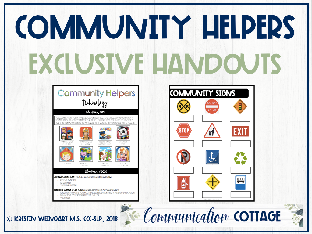 Community Helpers Exclusive Handouts – Communication Cottage LLC