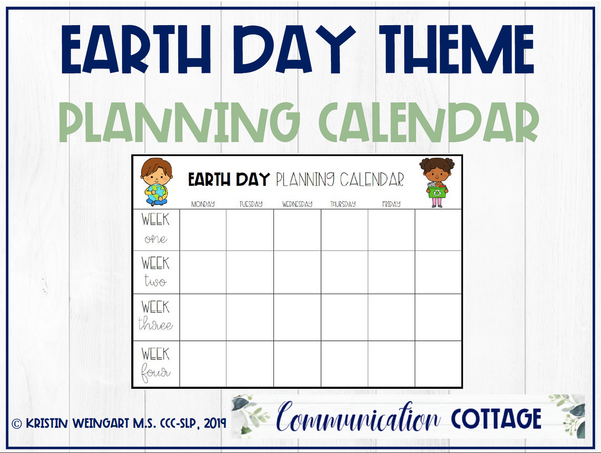 Earth Day Planning Calendar – Communication Cottage LLC