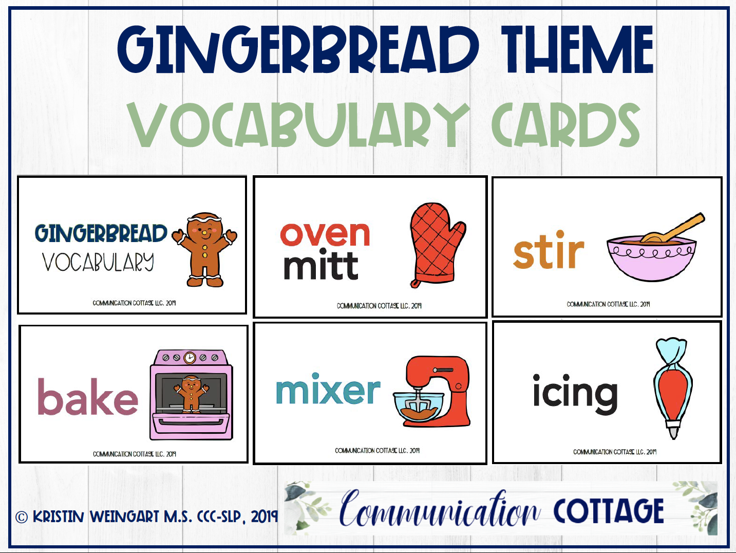 Gingerbread Vocabulary Cards – Communication Cottage LLC