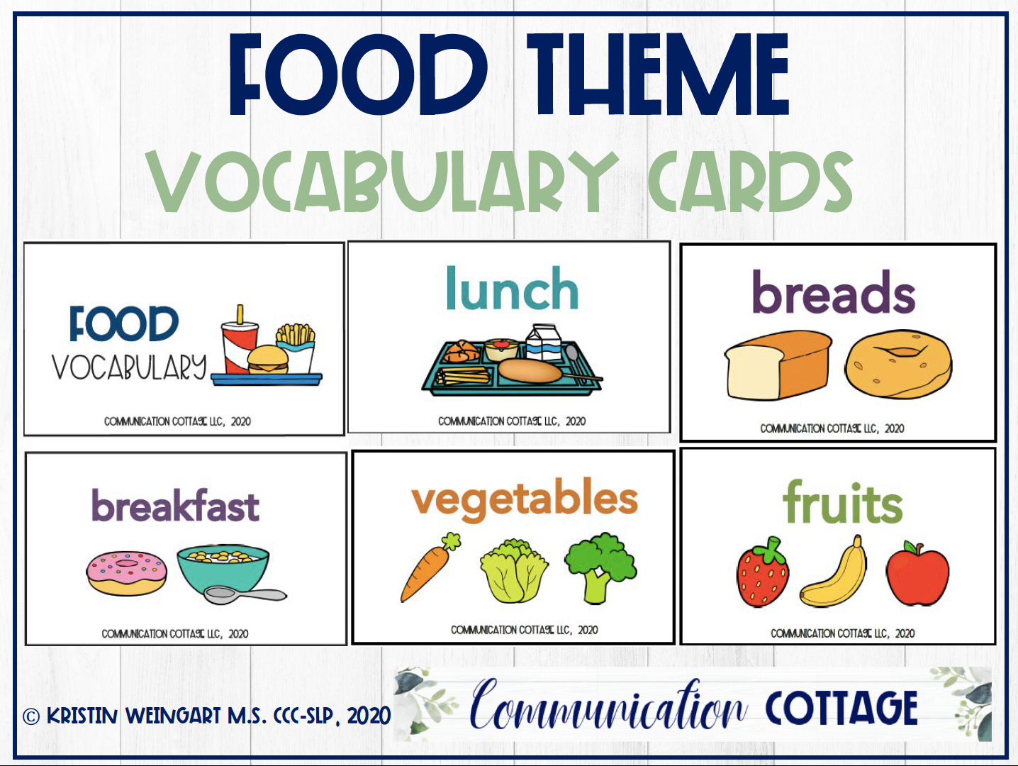 Food Vocabulary Cards – Communication Cottage LLC